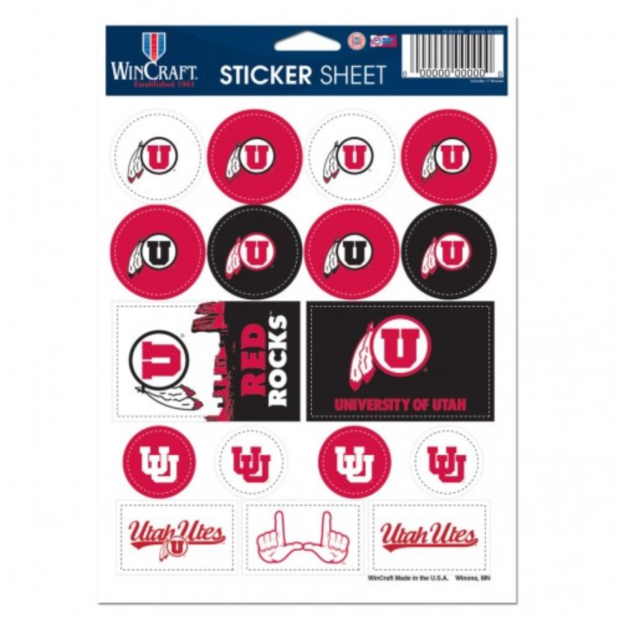University Of Utah Utes - 5x7 Sticker Sheet at Sticker Shoppe