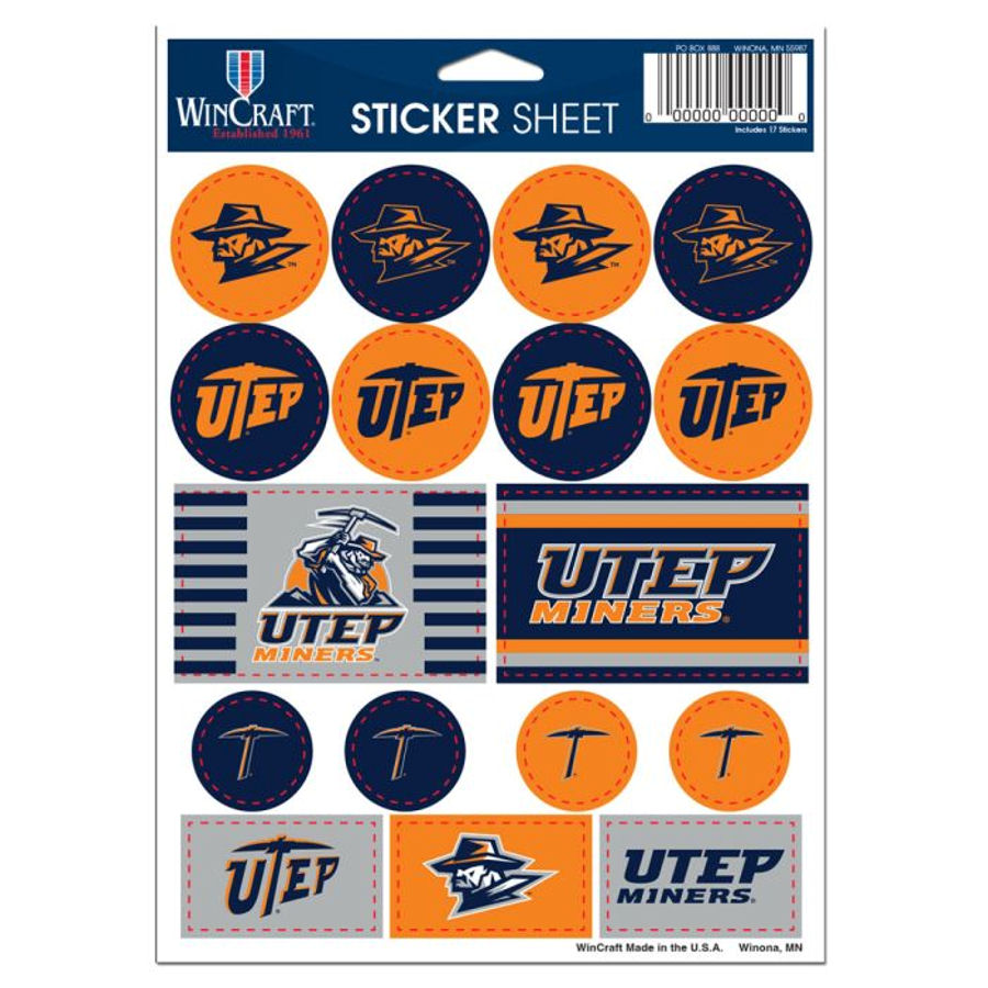 University Of Texas-El Paso UTEP Miners - 5x7 Sticker Sheet at Sticker ...