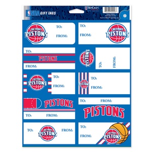 Detroit Pistons - Sheet of 10 Gift Tag Labels at Sticker Shoppe