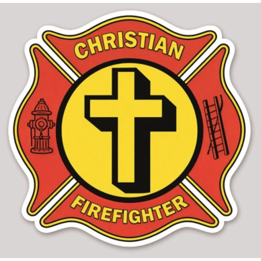 Christian Firefighter Maltese Cross Vinyl Sticker at Sticker Shoppe