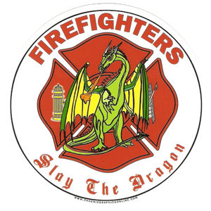 Firefighters Slay The Dragon - Decal at Sticker Shoppe