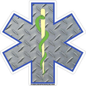 Star Of Life Diamond Plate - Sticker at Sticker Shoppe