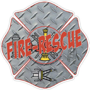 Fire Rescue Jaws Diamond Plate - Decal at Sticker Shoppe