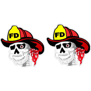Firefighter Skull - Helmet Decal Pair at Sticker Shoppe