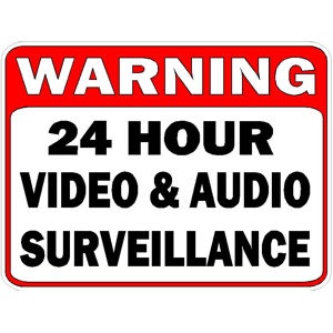 Warning 24 Hour Video & Audio Surveillance - Vinyl Sticker at Sticker ...
