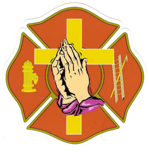 Praying Hands Christian Firefighter Vinyl Sticker at Sticker Shoppe