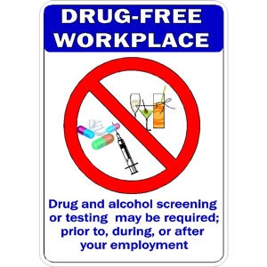 Drug Free Workplace With Slash Vinyl Sticker at Sticker Shoppe