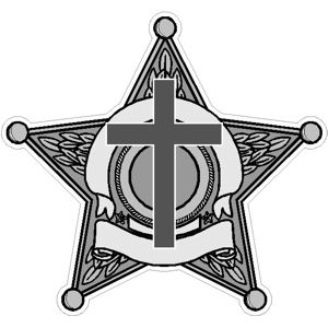 5 Point Star Sheriff Badge With Cross - Decal at Sticker Shoppe