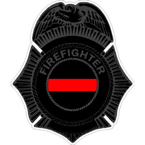 Thin Red Line Firefighter Badge - Sticker at Sticker Shoppe