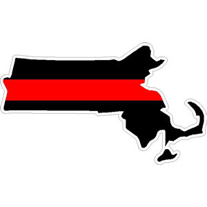 State of Massachusetts Thin Red Line Vinyl Sticker at Sticker Shoppe