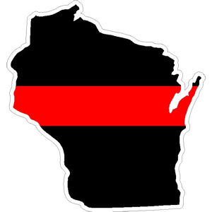 State of Wisconsin Thin Red Line - Decal at Sticker Shoppe