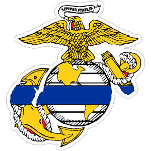 Thin Blue Line United States Marine Corp - Sticker at Sticker Shoppe