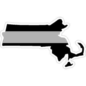 State Of Massachusetts Thin Silver Line - Sticker at Sticker Shoppe