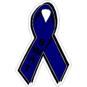 Thin Blue Line SWAT Ribbon Vinyl Sticker at Sticker Shoppe