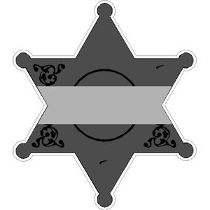 6 Point Thin Silver Line Badge - Sticker at Sticker Shoppe