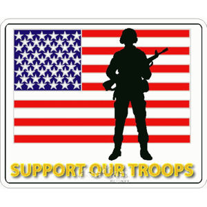Support Our Troops American Flag - Sticker at Sticker Shoppe