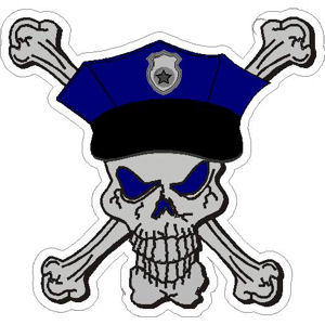 Police Officer Skull & Crossed Bones Vinyl Sticker at Sticker Shoppe