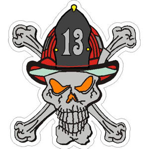 Firefighter Skull & Crossed Bones - Sticker at Sticker Shoppe