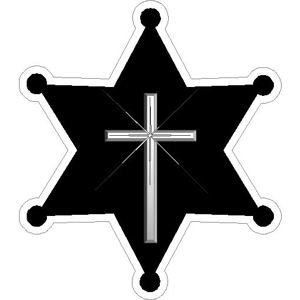 Police 6 Point Badge with Cross - Sticker at Sticker Shoppe