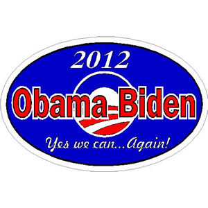 Obama Biden 2012 Yes We Can - Oval Vinyl Sticker at Sticker Shoppe