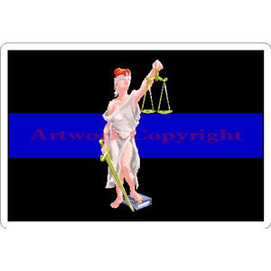 Thin Blue Line Lady Justice - Sticker at Sticker Shoppe