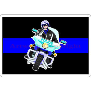 Thin Blue Line Motorcycle Patrol Vinyl Sticker at Sticker Shoppe