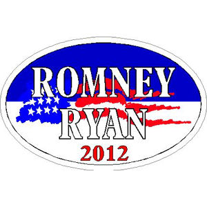 Romney Ryan American Flag 2012 - Oval Sticker at Sticker Shoppe