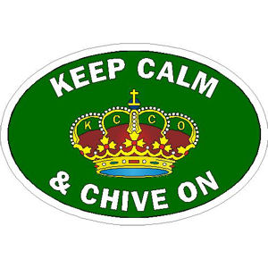 Keep Calm & Chive On - Oval Sticker at Sticker Shoppe