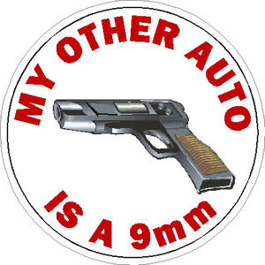 My Other Auto Is A 9mm Gun - Sticker at Sticker Shoppe