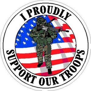 I Proudly Support Our Troops Army Solider - Sticker at Sticker Shoppe