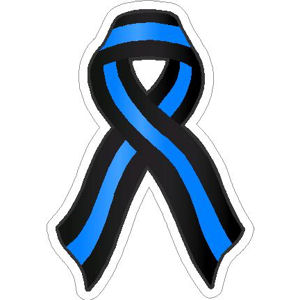 Thin Blue Line Wavy Ribbon - Vinyl Sticker at Sticker Shoppe