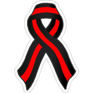 Thin Red Line Wavy Ribbon - Vinyl Sticker at Sticker Shoppe