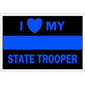 Thin Blue Line I Love My State Trooper - Vinyl Sticker at Sticker Shoppe