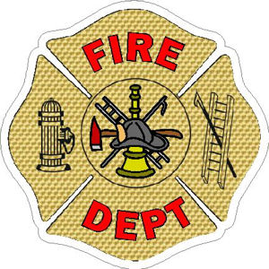 Fire Dept Gold Leaf Maltese Cross - Vinyl Sticker at Sticker Shoppe
