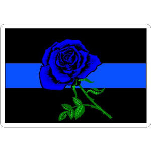Thin Blue Line Blue Rose With Stem - Vinyl Sticker at Sticker Shoppe