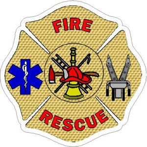 Fire Rescue Gold Leaf EMS Maletse Cross - Vinyl Sticker at Sticker Shoppe