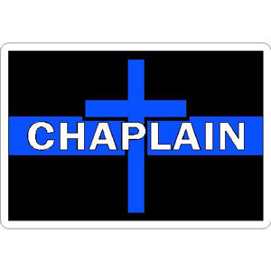 Thin Blue Line Police Chaplain & Cross - Vinyl Sticker at Sticker Shoppe