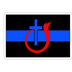Thin Blue Line Church Of God Logo - Vinyl Sticker at Sticker Shoppe