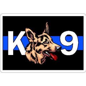 Thin Blue Line K9 German Shepherd Head - Vinyl Sticker at Sticker Shoppe