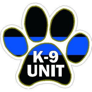 Thin Blue Line K-9 Unit Paw - Vinyl Sticker at Sticker Shoppe