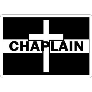 Thin White Line Chaplain & Cross Vinyl Sticker at Sticker Shoppe