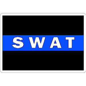 Thin Blue Line SWAT White Vinyl Sticker at Sticker Shoppe