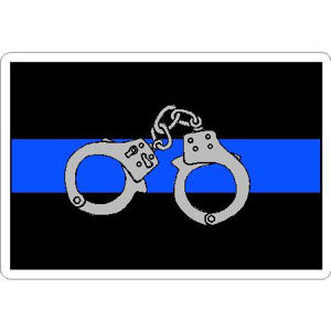 Thin Blue Line Handcuffs - Vinyl Sticker at Sticker Shoppe