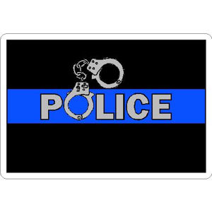 Thin Blue Line Police Handcuffs - Vinyl Sticker at Sticker Shoppe