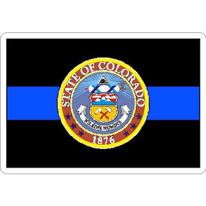 Thin Blue Line Colorado State Seal Vinyl Sticker at Sticker Shoppe