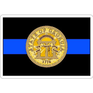 Thin Blue Line Georgia State Seal - Vinyl Sticker at Sticker Shoppe