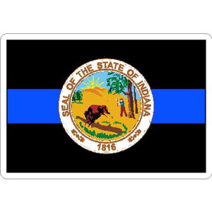 Thin Blue Line Indiana State Seal - Vinyl Sticker at Sticker Shoppe