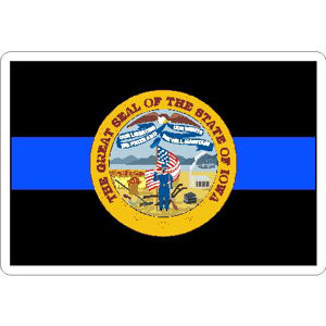 Thin Blue Line Iowa State Seal Vinyl Sticker at Sticker Shoppe