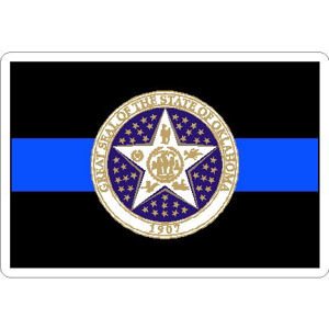 Thin Blue Line Oklahoma State Seal - Vinyl Sticker at Sticker Shoppe