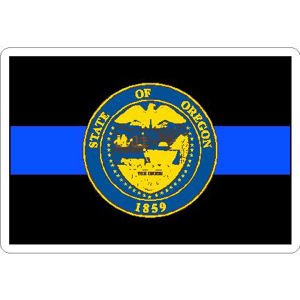 Thin Blue Line Oregon State Seal - Vinyl Sticker at Sticker Shoppe